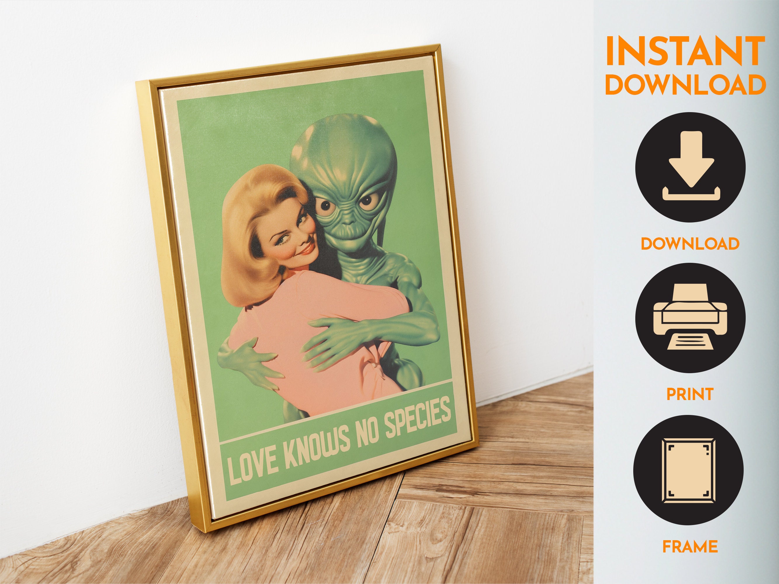 Alien Art Print Retro Sci Fi Poster Alien Aesthetic Art Weird Alien ...