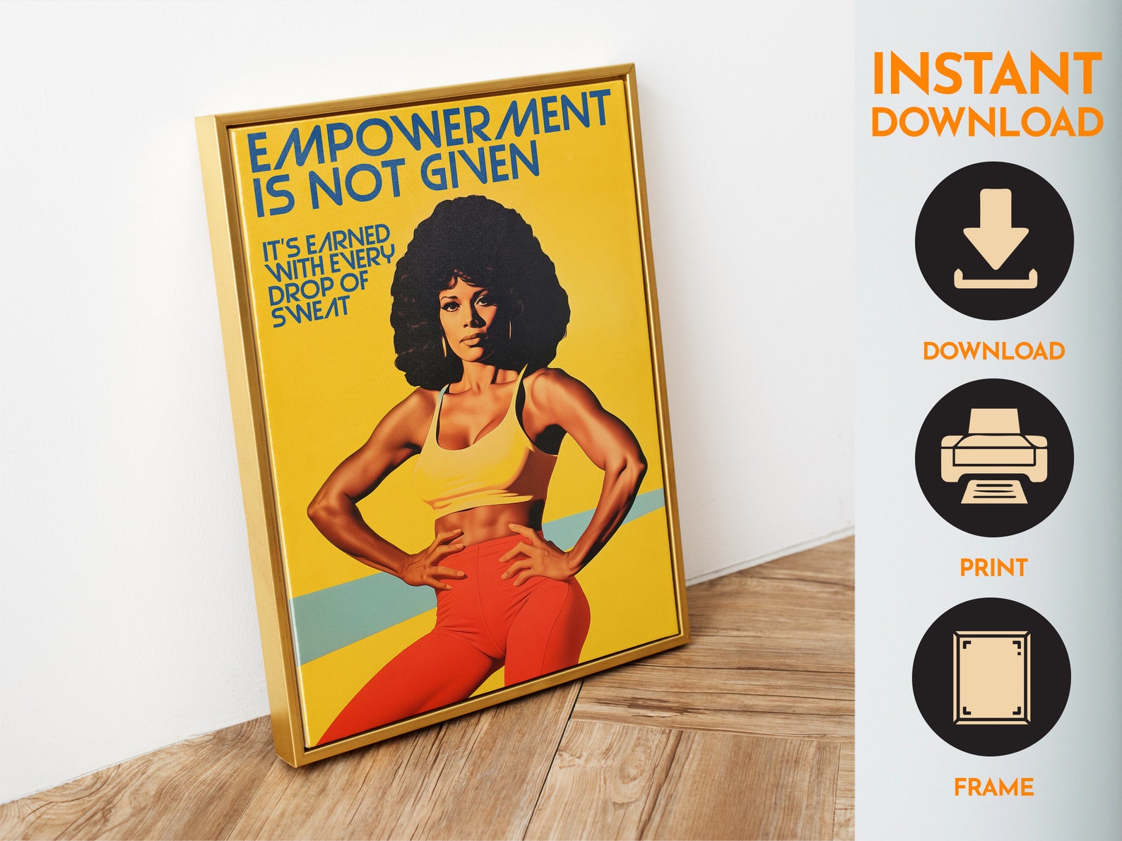 Printable Gym Wall Art 70s Poster Gym Art Print Fitness Girl Poster ...