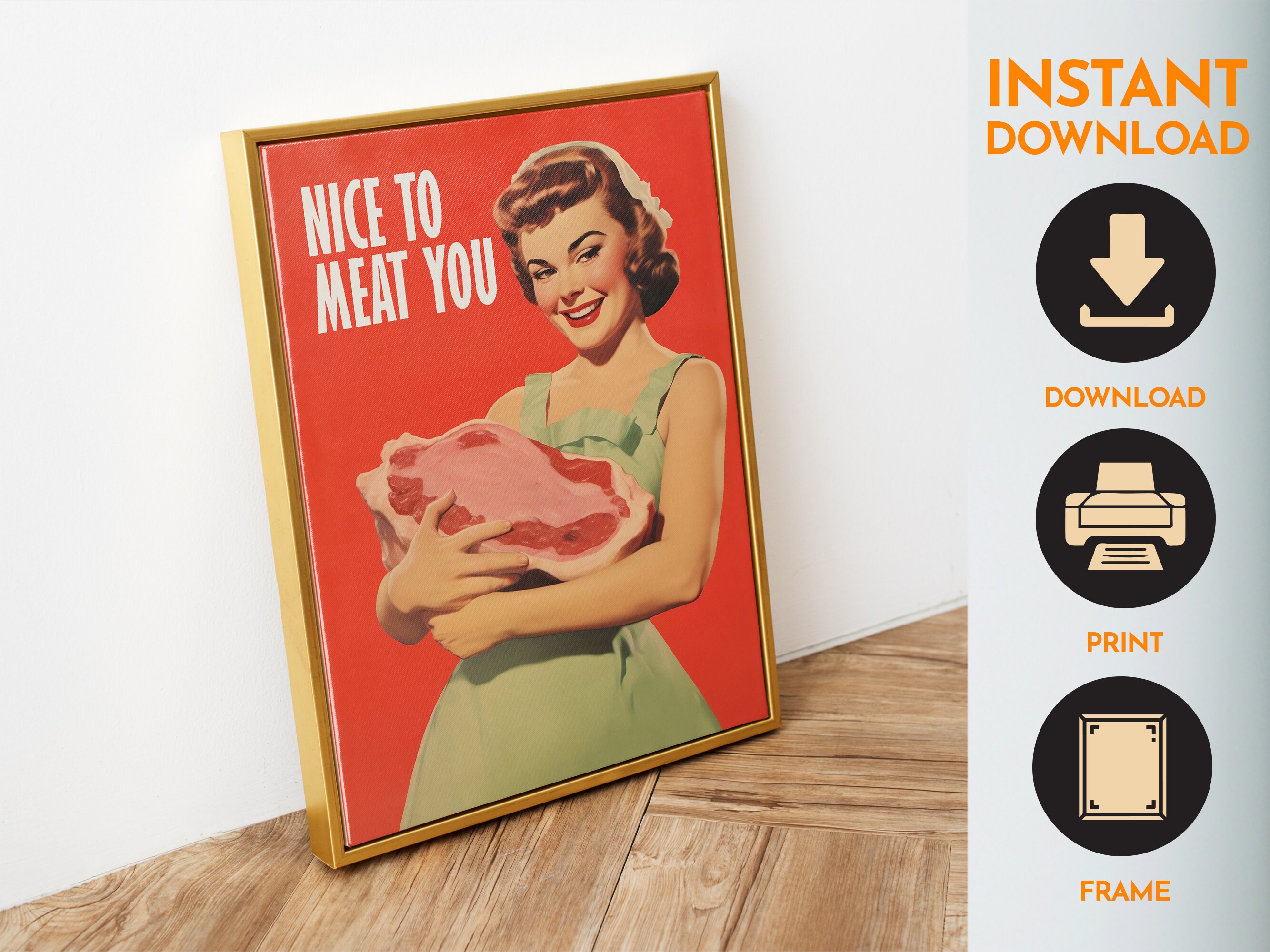 Nice to Meat You Poster Meat Art Happy Housewife Art Steak Print ...