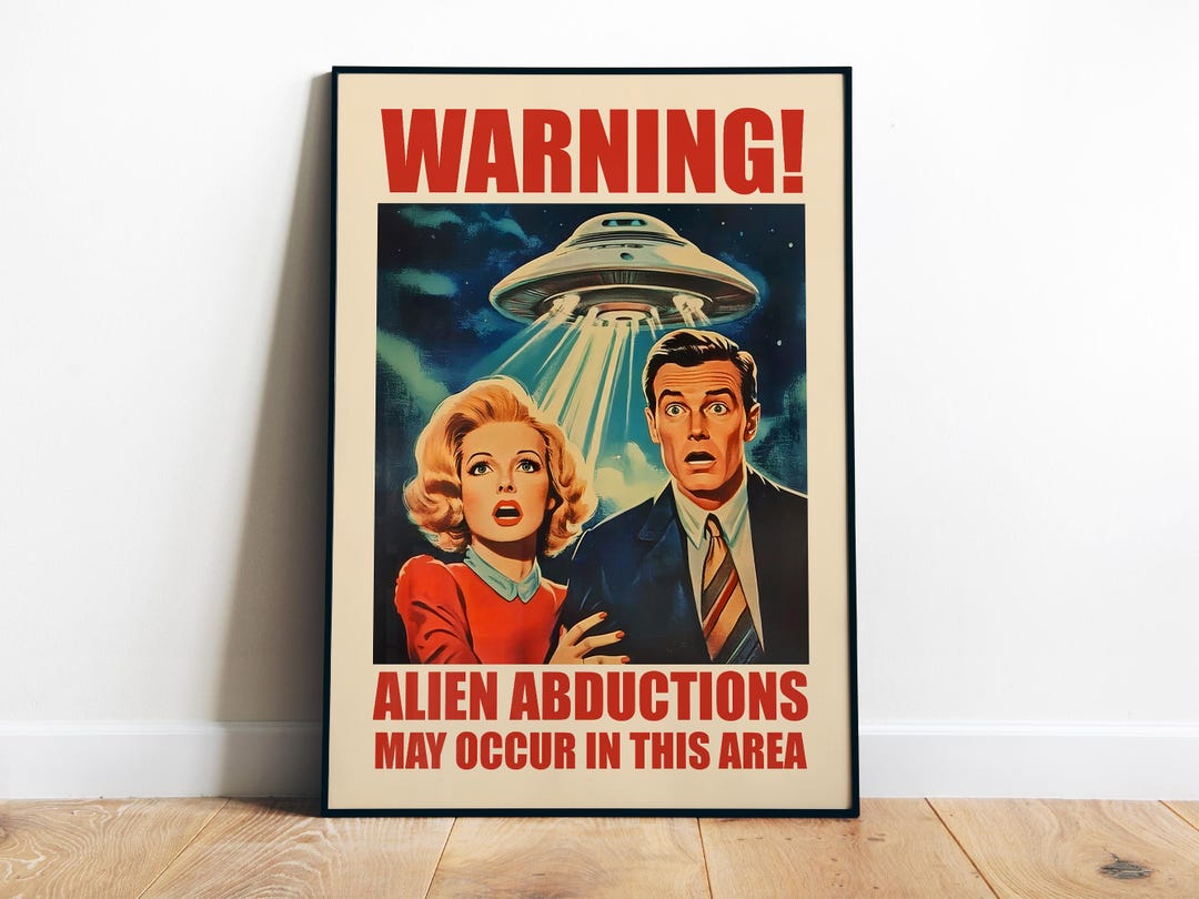 Warning Poster Printable Alien Zone Decor Ufo Digital Print Alien Gift ...