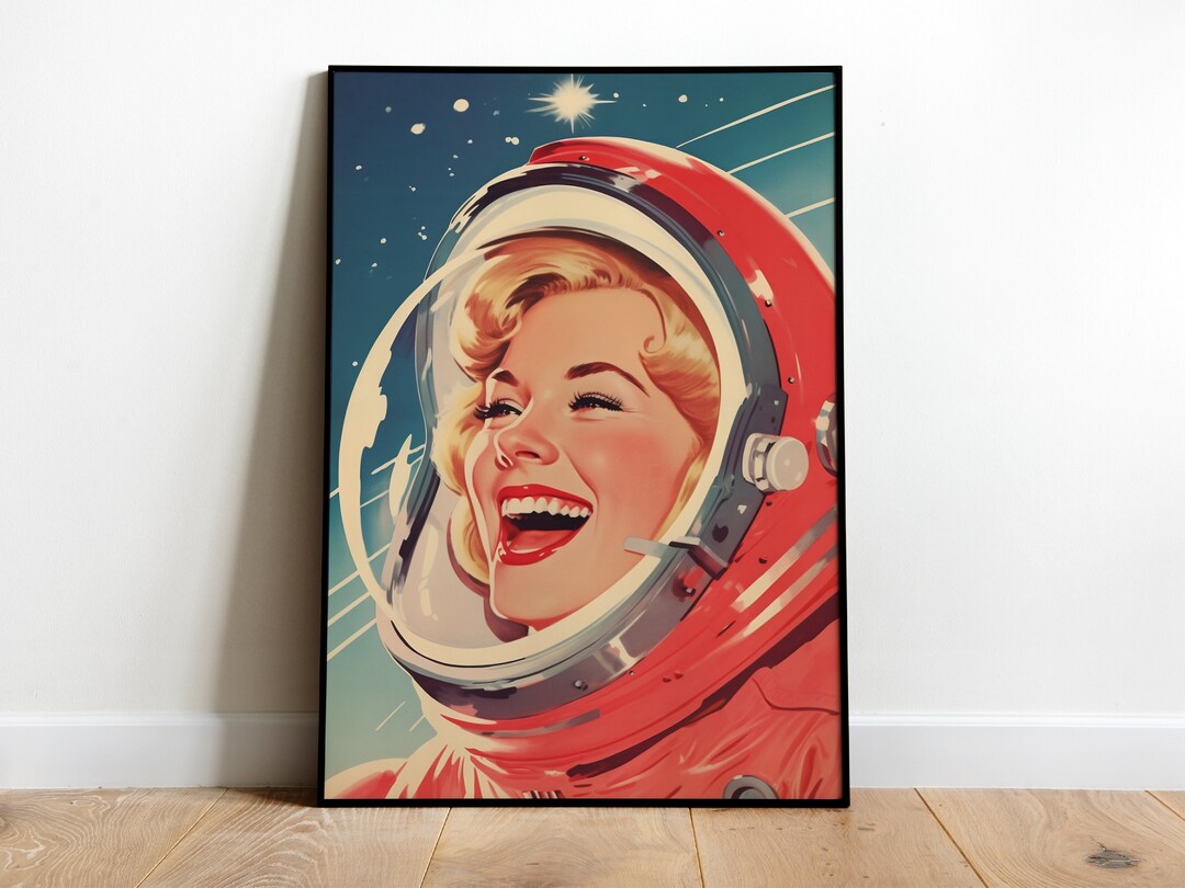 Retro Print Download Female Astronaut Art Print Scifi Print Space ...