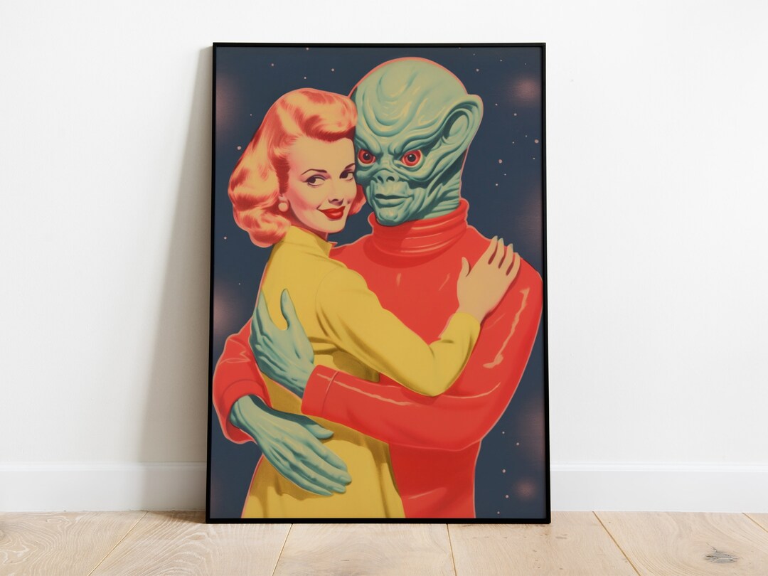 Aliens Wall Art Vintage Scifi Poster Print Weird Alien Art Print ...