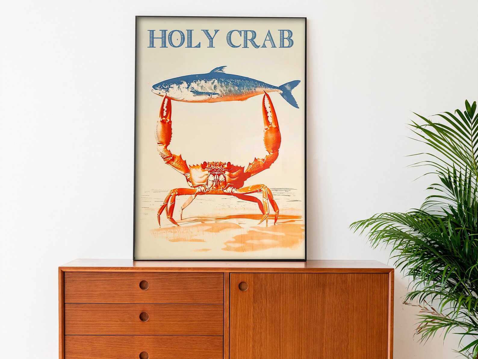 Retro Funny Poster Printable Crab Poster Beach House Decor Holly Crab ...