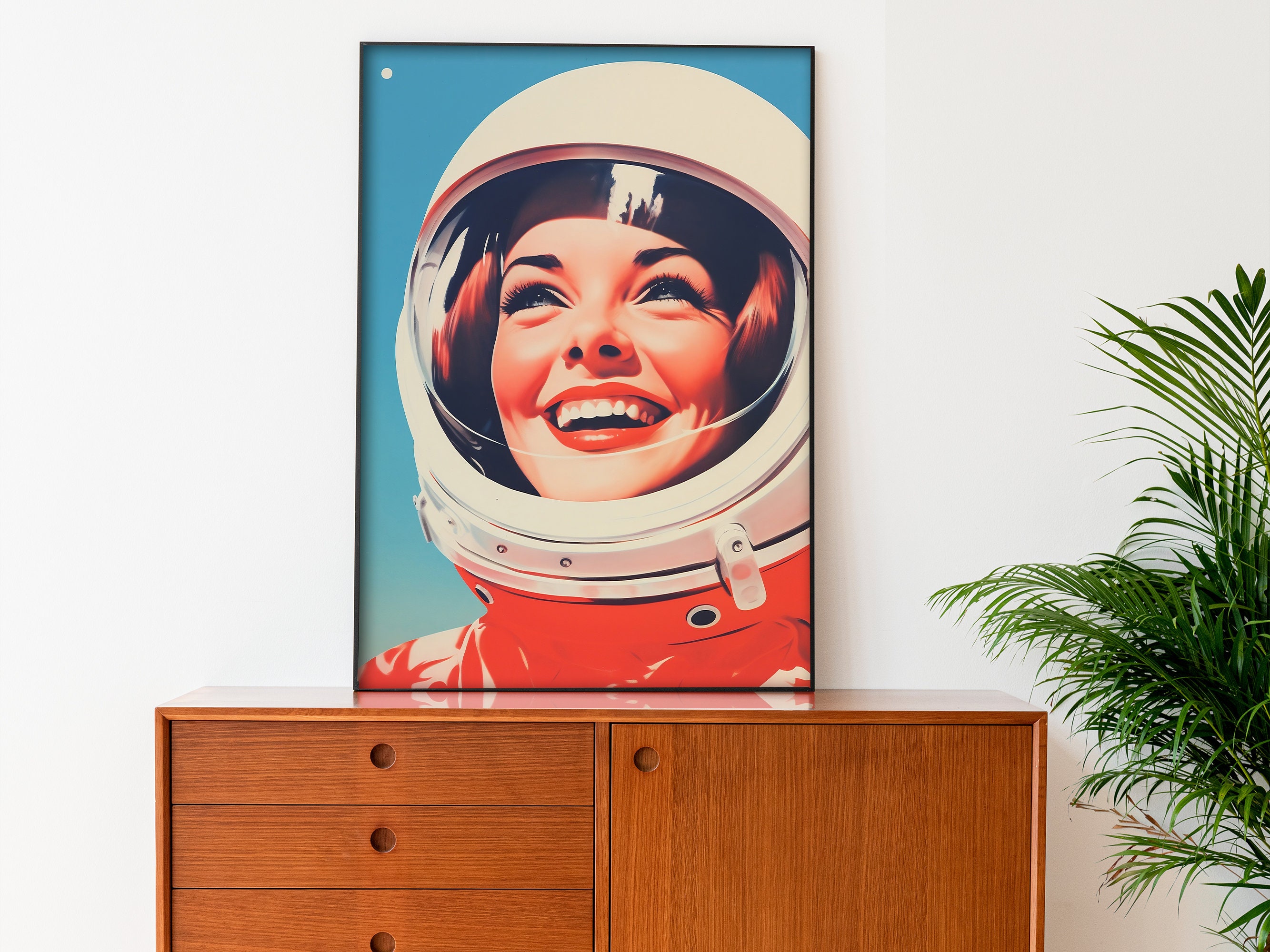 Retro Female Astronaut Print Scifi Art Print Space Poster Female ...