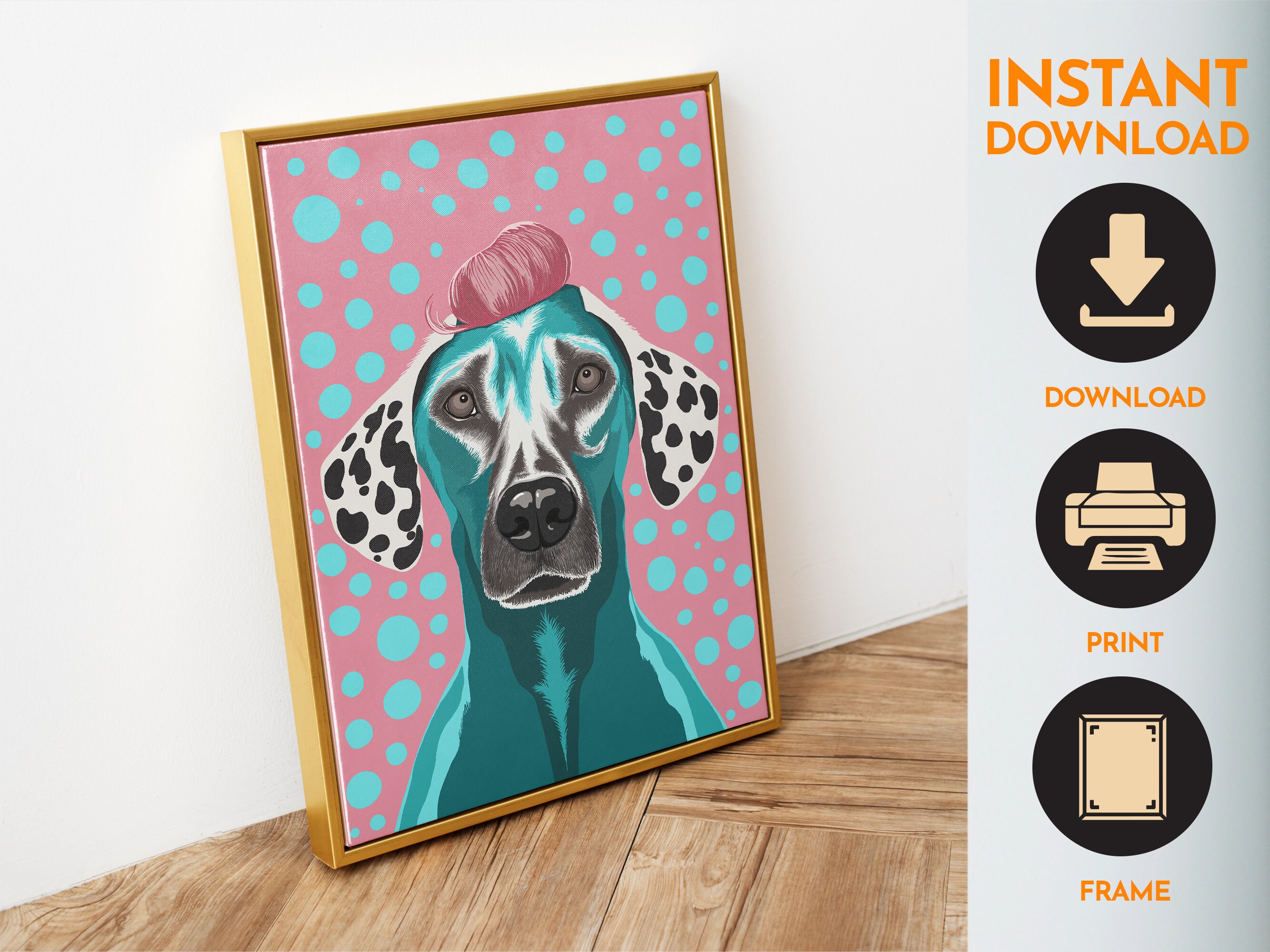 Funky Retro Dog Print Puppy Wall Art Cute Dog Poster Printable Dog Wall ...