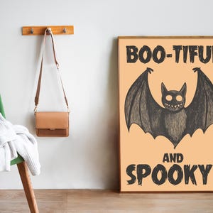 BOO Halloween Wall Art Printable Cute Bat Poster Print Halloween Art ...