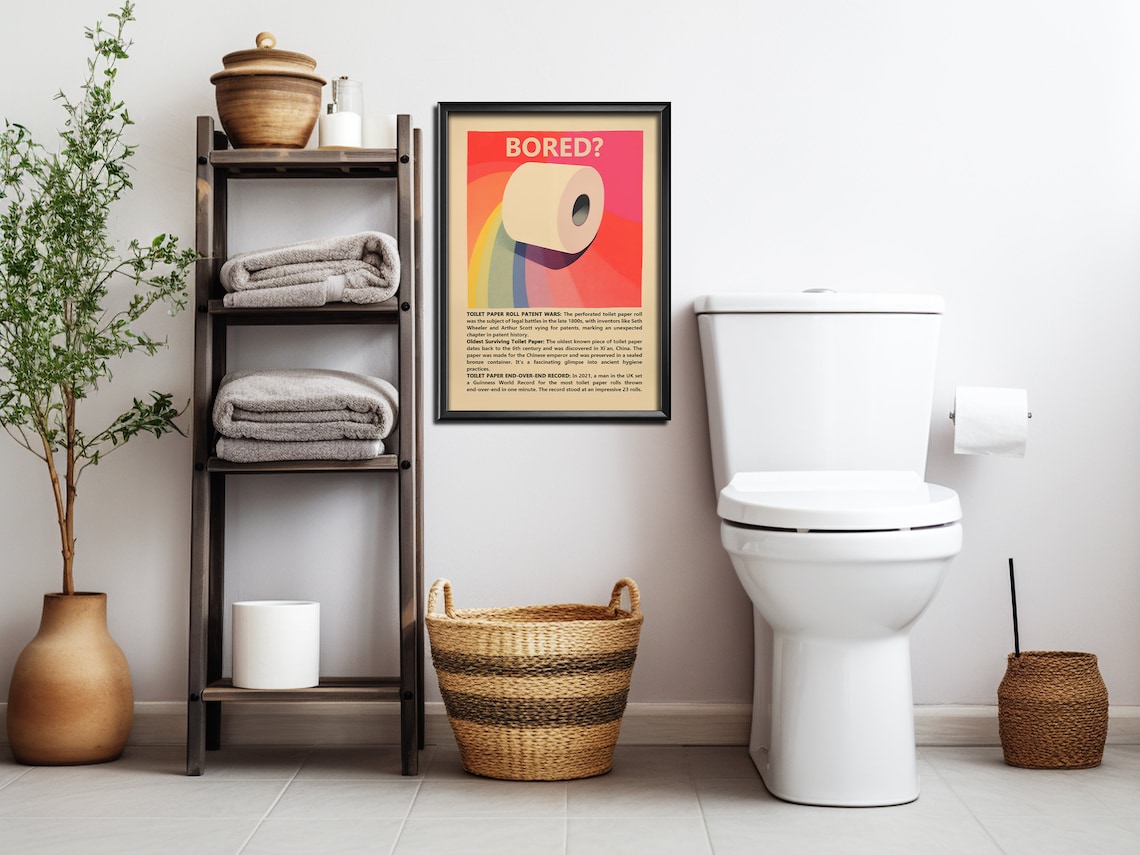 Bathroom Wall Art Retro Toilet Art Print Funny Bathroom Prints ...
