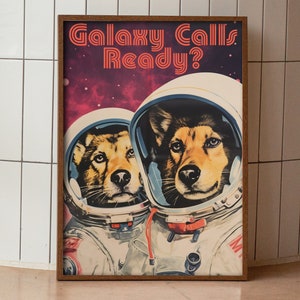 Dog in Space Print Soviet Space Poster Belka and Strelka Digital Print ...