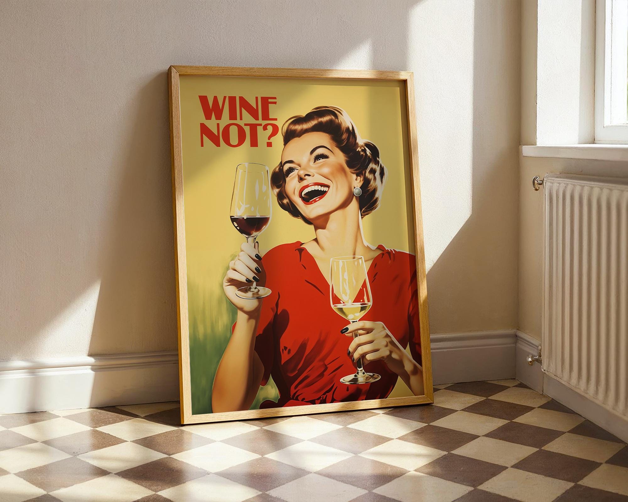 Wine Not Poster Funny Poster Printable Kitchen Wall Art for Wine Lovers ...