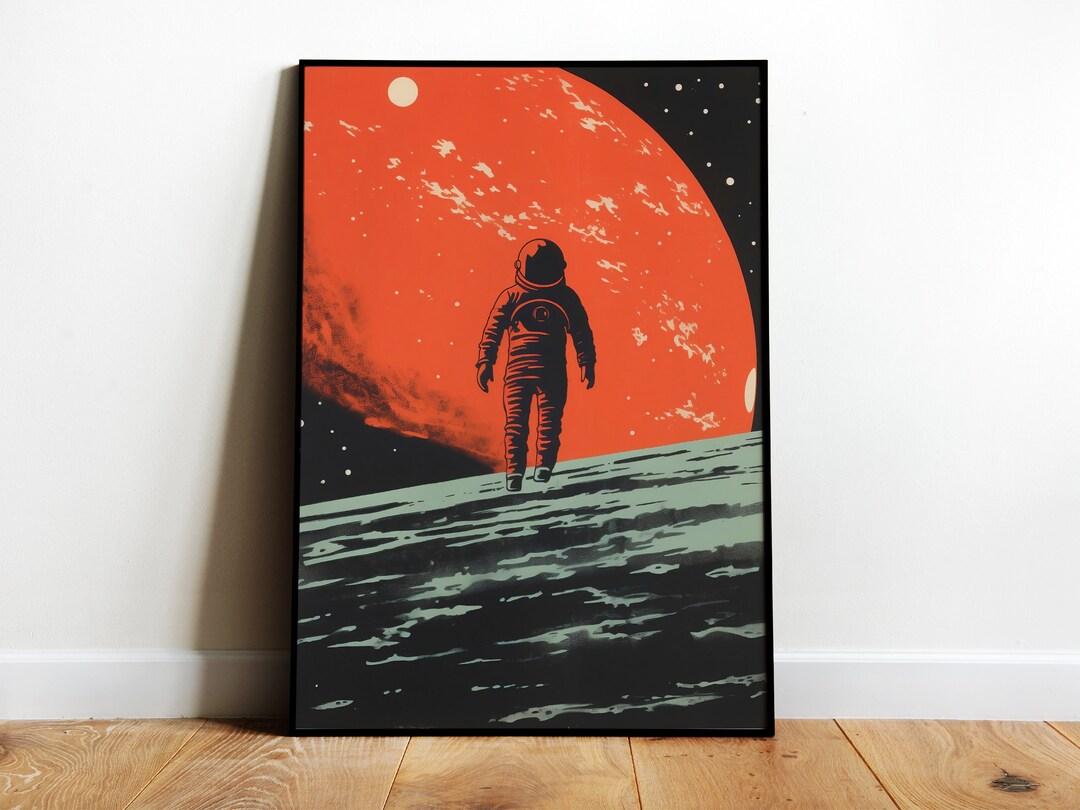 Vintage Astronaut Art Print Space Man Poster Space Travel Print Sci Fi ...