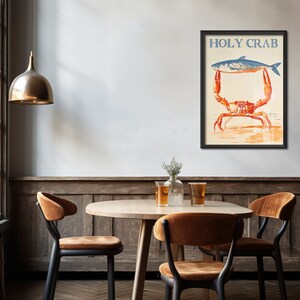 Retro Funny Poster Printable Crab Poster Beach House Decor Holly Crab ...