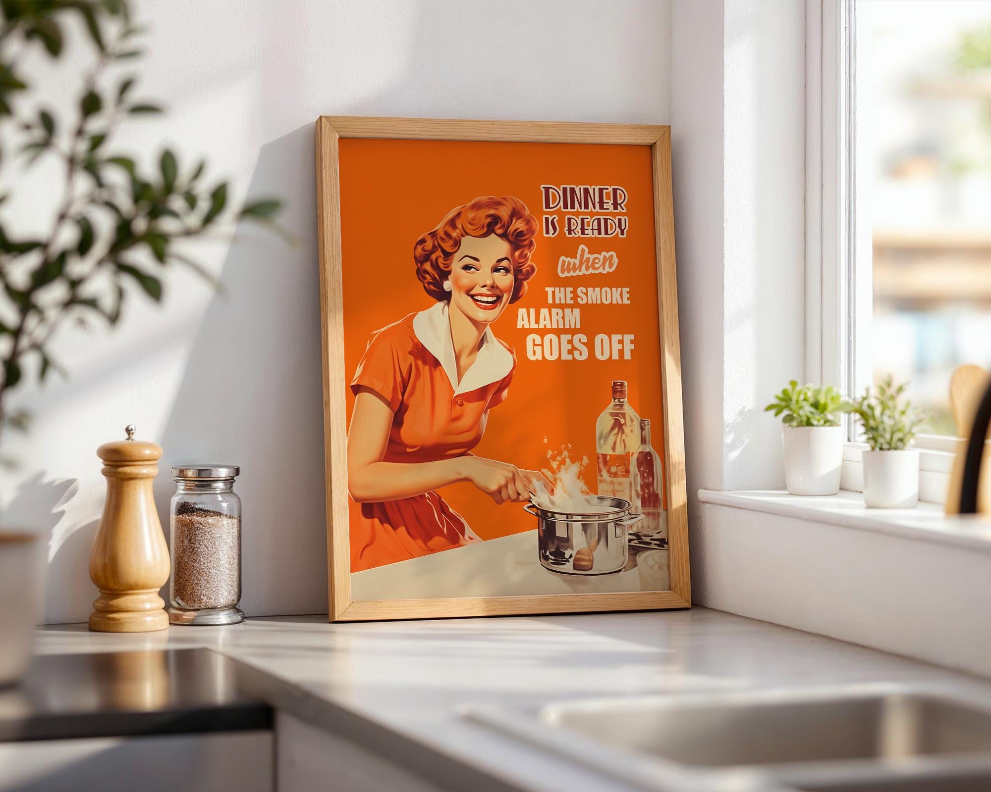 Retro Kitchen Print Funny Kitchen Wall Art Cooking Poster 50s Style ...