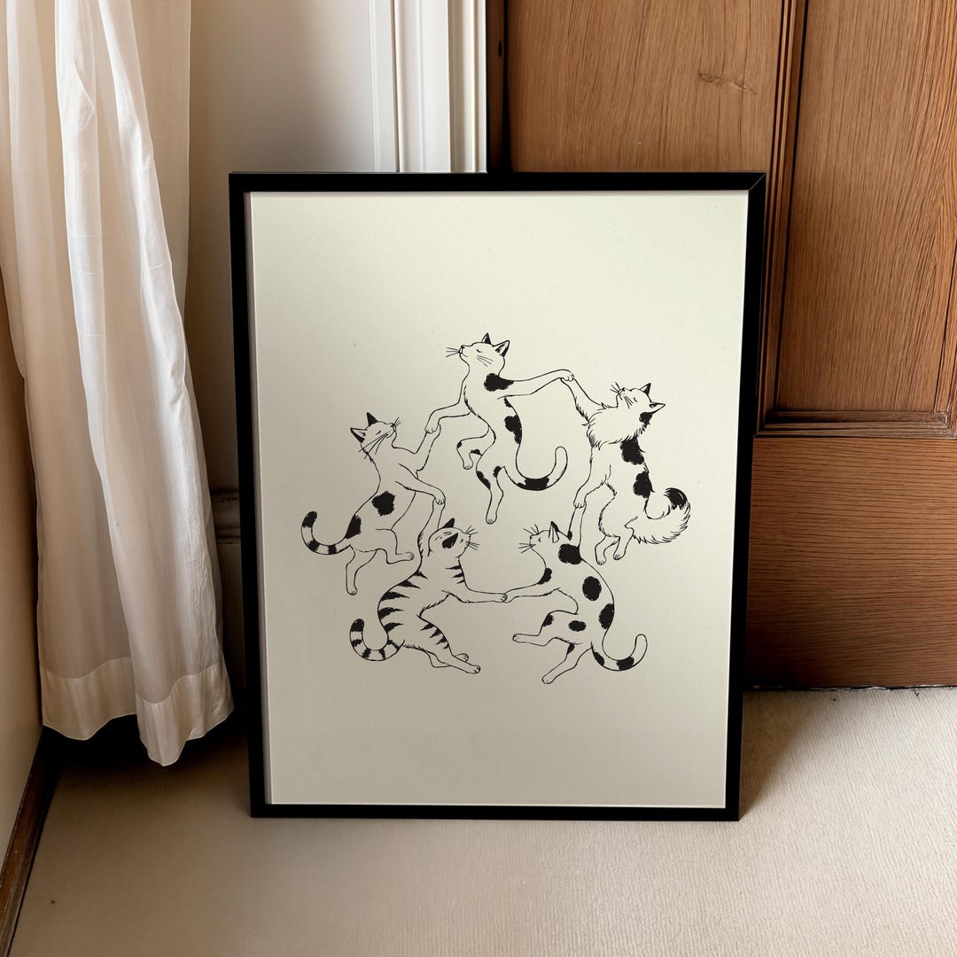 Matisse Cat Print: Funny Dancing Cats Abstract Line Art Poster ...