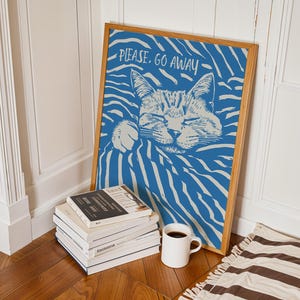Go Away Poster Printable Kids Bedroom Wall Art Funny Cat Art Print ...