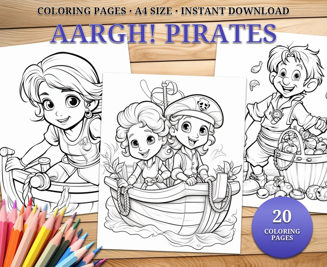 Aargh! Little Pirates Here! 20 Coloring Book Pages for Kids - Etsy