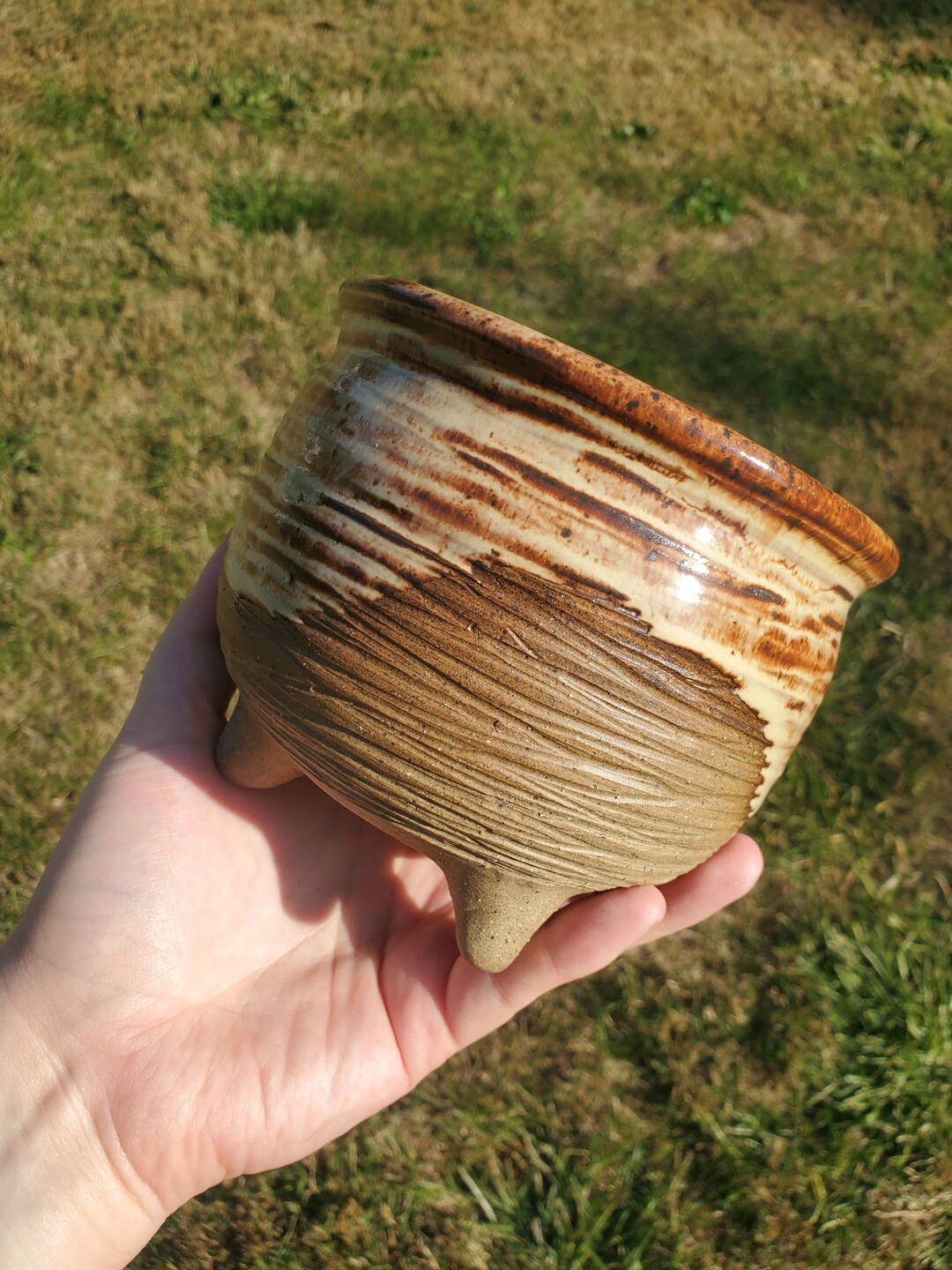 Handcrafted Ceramic Cauldron, Toasted Cream Textured One of a Kind ...