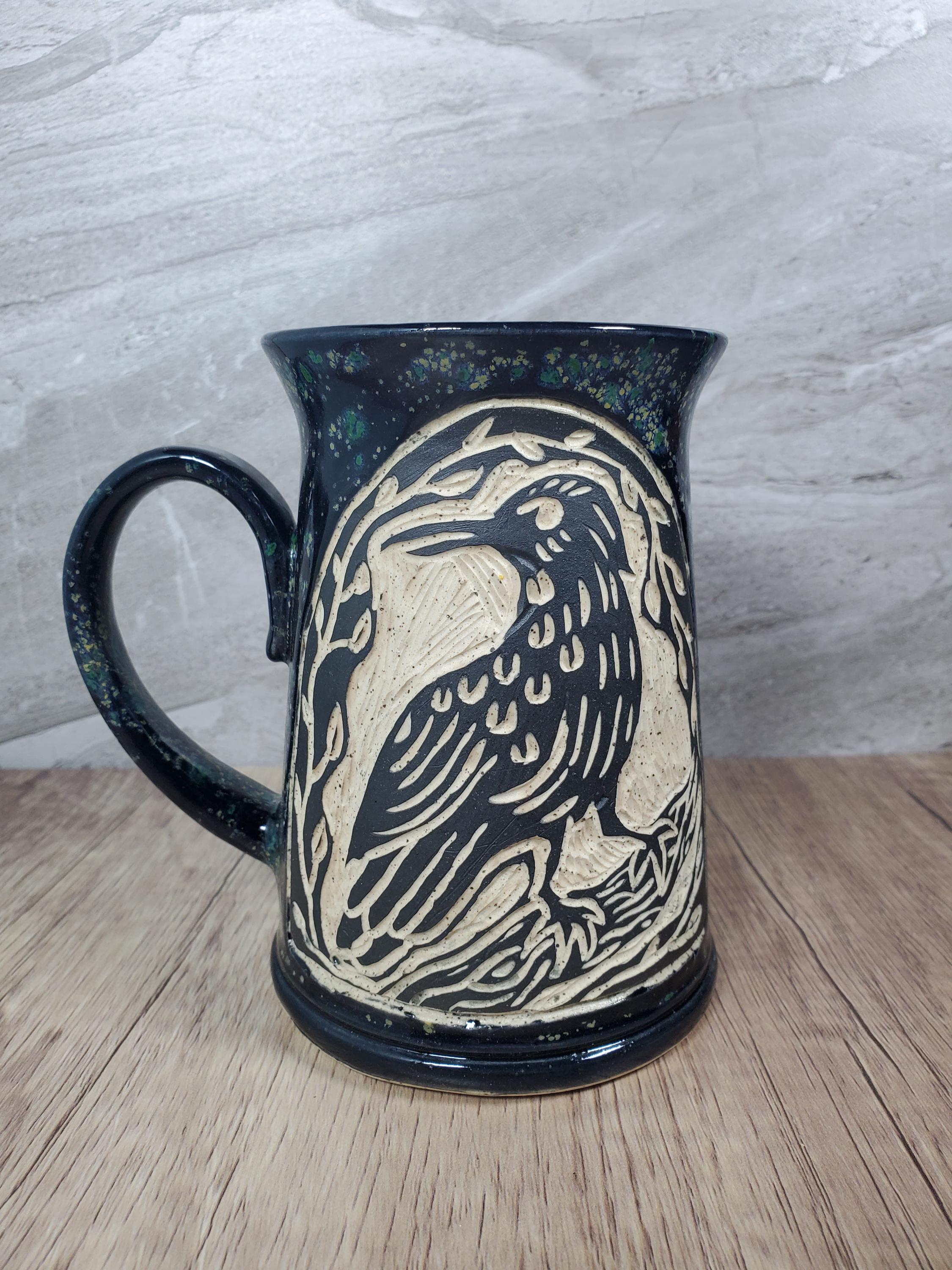 Ceramic Sgraffito Bird Mug, Handcrafted Ceramic Mug, Sgraffito Mug - Etsy