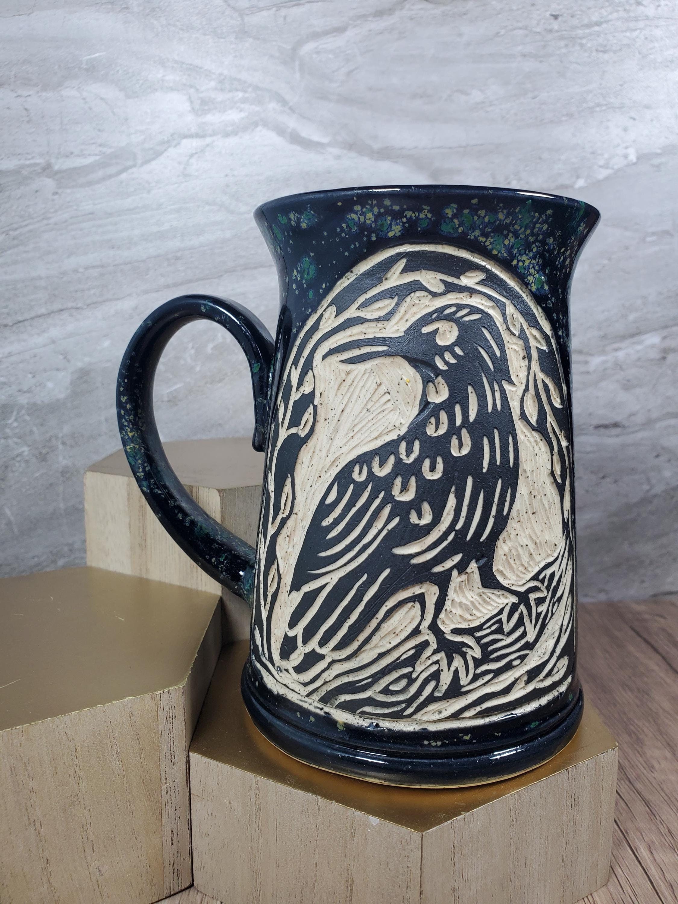 Ceramic Sgraffito Bird Mug, Handcrafted Ceramic Mug, Sgraffito Mug - Etsy