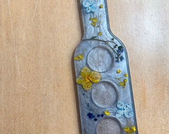 Purple White and Gold Floral Resin Shot Glass Holder, Shot Glass Tray ...