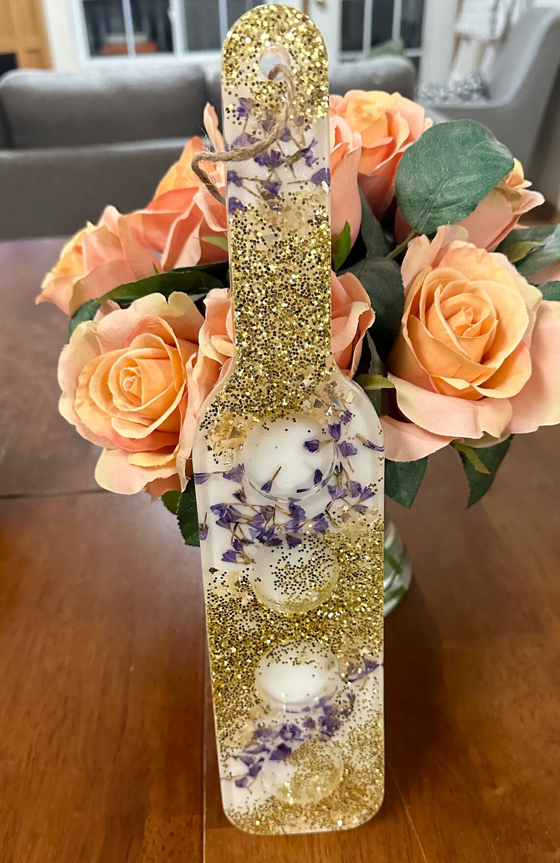 Purple White and Gold Floral Resin Shot Glass Holder, Shot Glass Tray ...