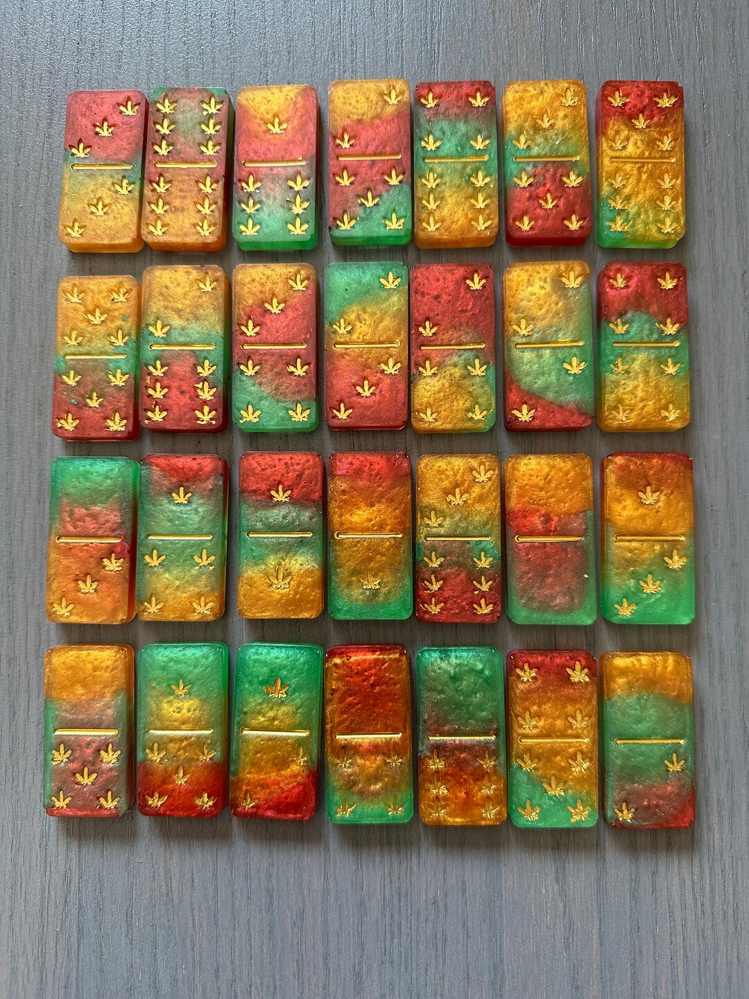 Bob Marley Inspired Domino ,red, Green and Gold Dominoes. Set of 28 ...