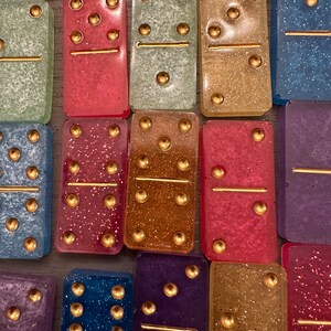 Rainbow and Gold Domino Set, Set of 28 Dominoes, Unique Domino Set ...