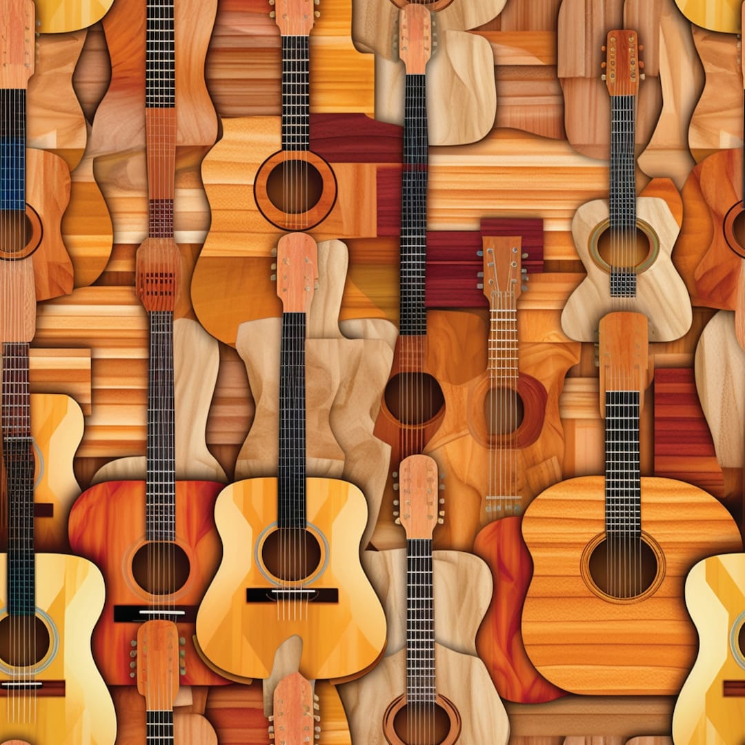 Guitars Digital Seamless Tile Brown Beige Patterns Instant Download ...