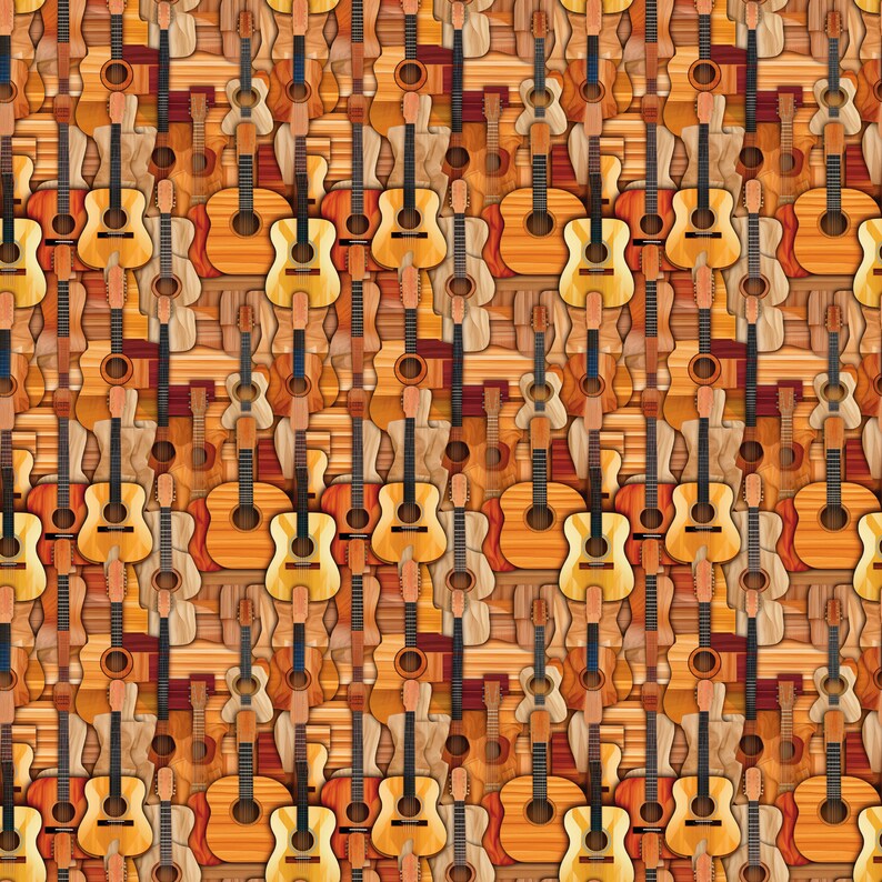 Guitars Digital Seamless Tile Brown Beige Patterns Instant Download ...