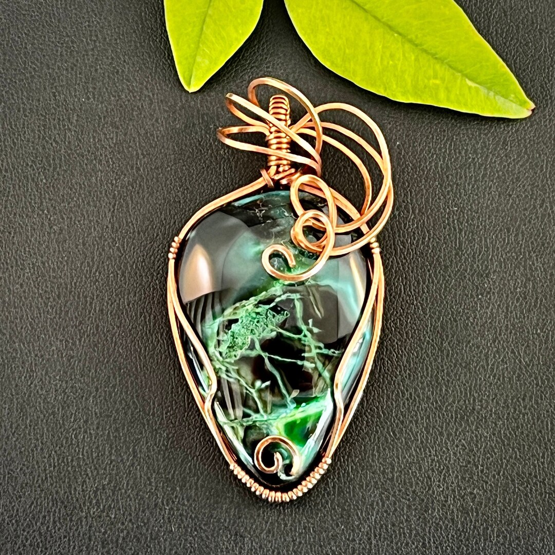 Copper Wrapped Crack-textured Agate Pendant - Etsy