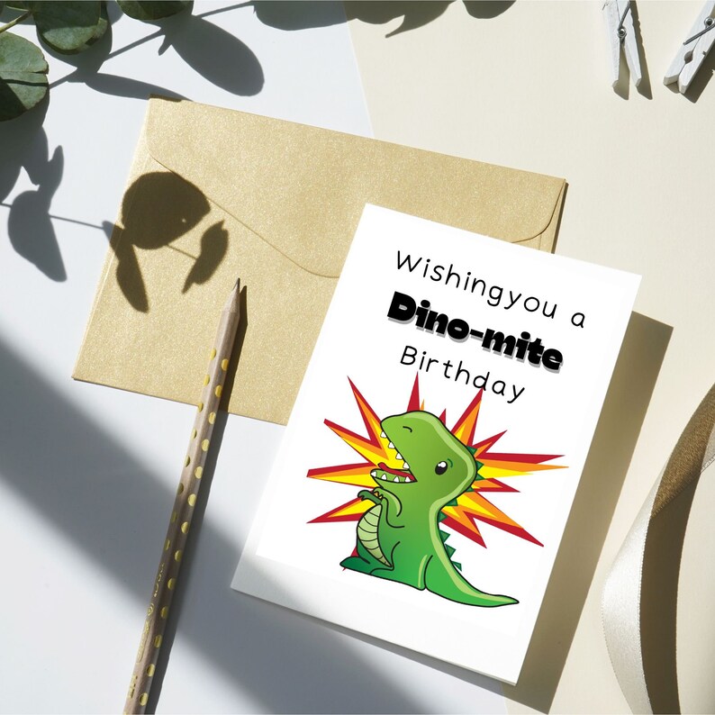 Printable Birthday Card Cute Dinosaur Birthday Card Instant Etsy