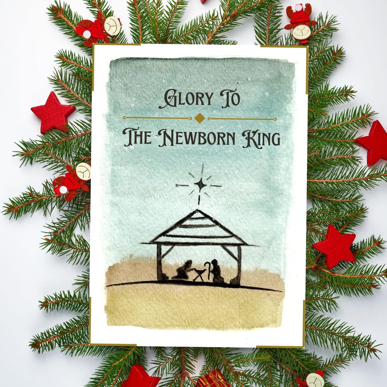 Printable Christian Nativity Scene Christmas Card, Nativity Scene ...