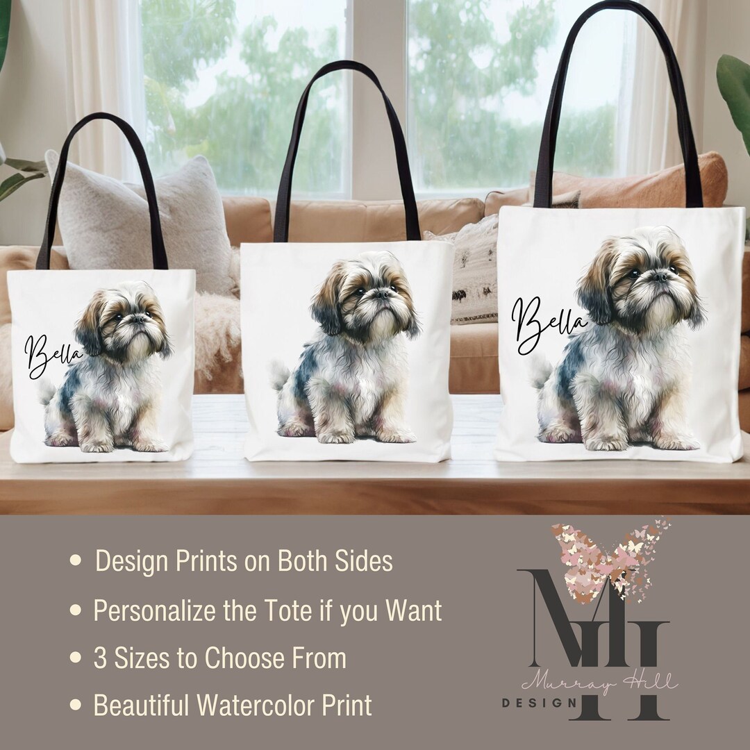 Custom Shih Tzu Dog Tote, Personalized Dog Mama Gift, Animal Lover ...