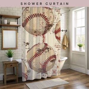 Baseball Sports Fan Shower Curtain - Sports Theme Baseball Decor ...