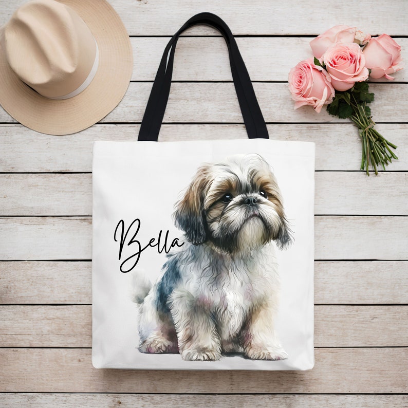 Custom Shih Tzu Dog Tote, Personalized Dog Mama Gift, Animal Lover ...