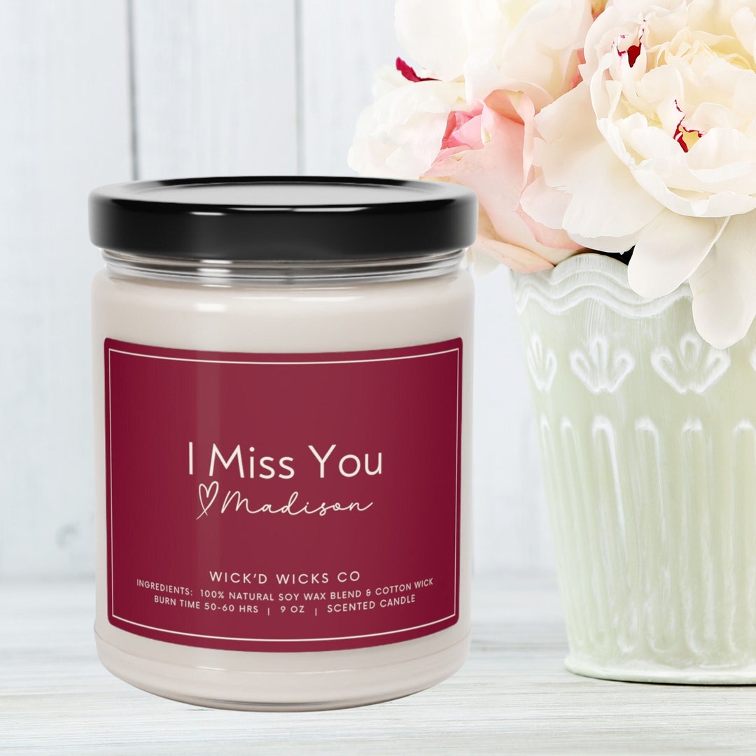 Miss You Candle Gift for Girlfriend Long Distance Candle Unique Candle ...