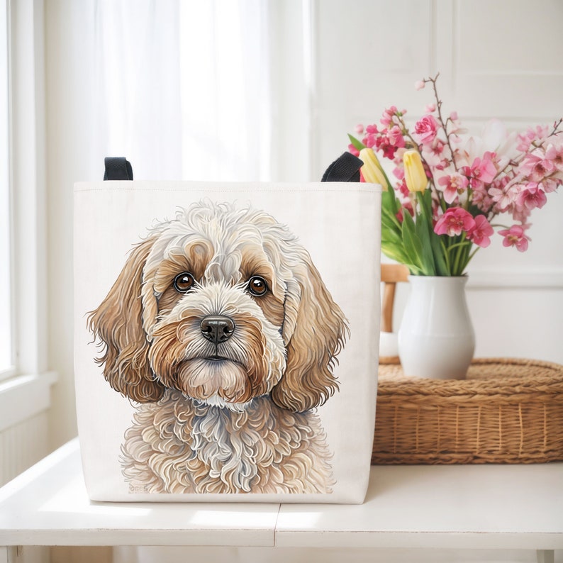 Custom Cockapoo Dog Tote, Personalized Dog Mama Gift, Animal Lover ...