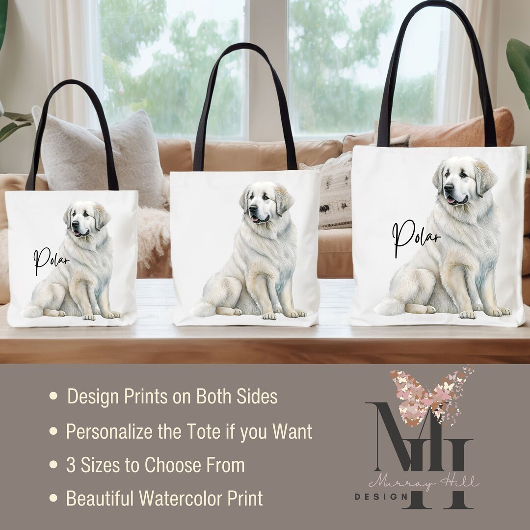 Custom Great Pyrenees Tote, Personalized Book Bag, Animal Lover Present ...