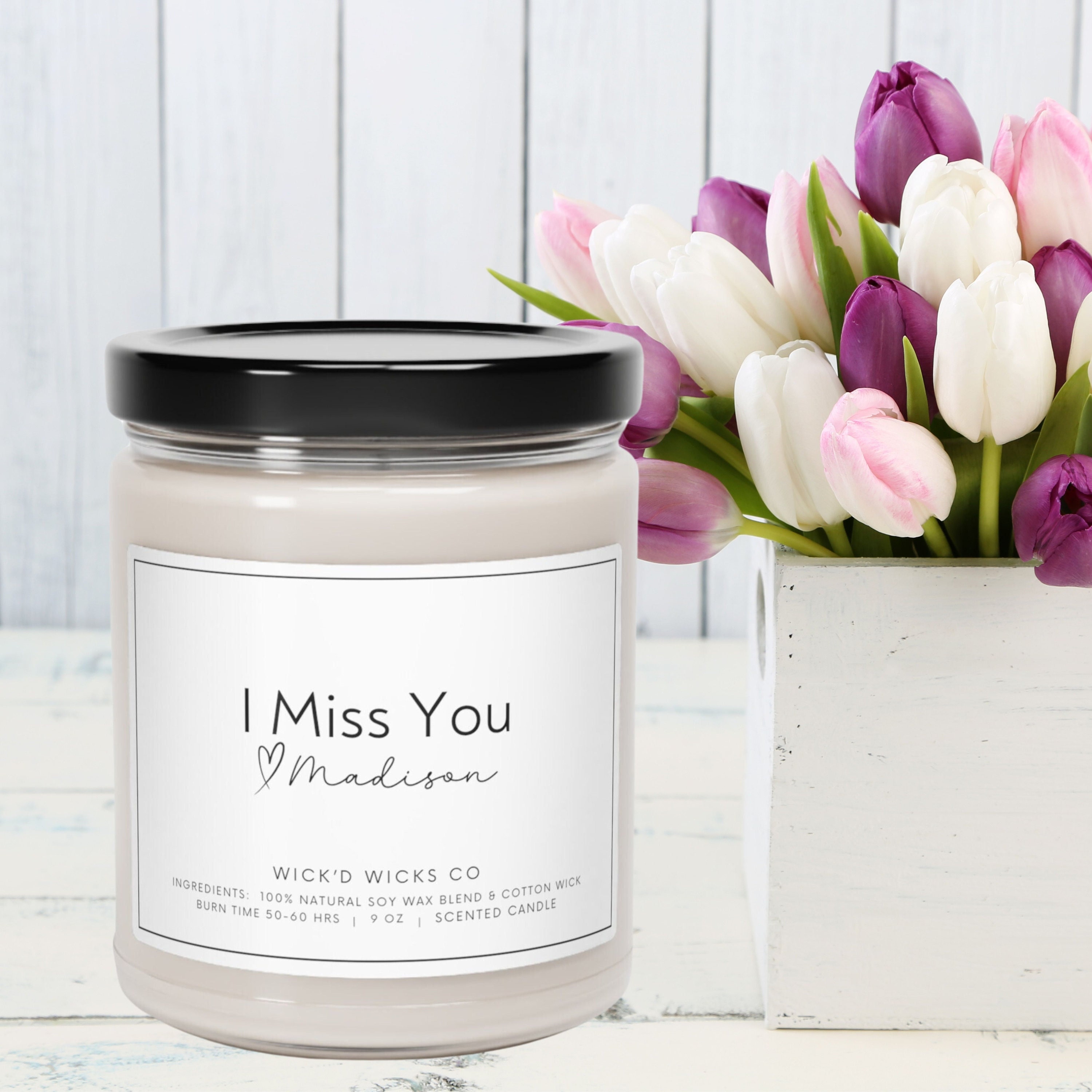 Miss You Candle Gift for Girlfriend Long Distance Candle Unique Candle ...