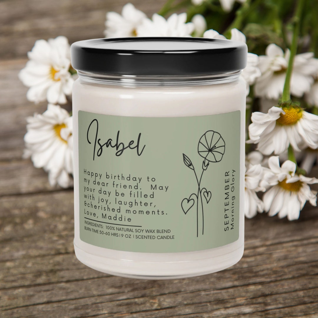 Personalized Candle Birth Flower Gift Sister Birthday Gift Best Friend ...