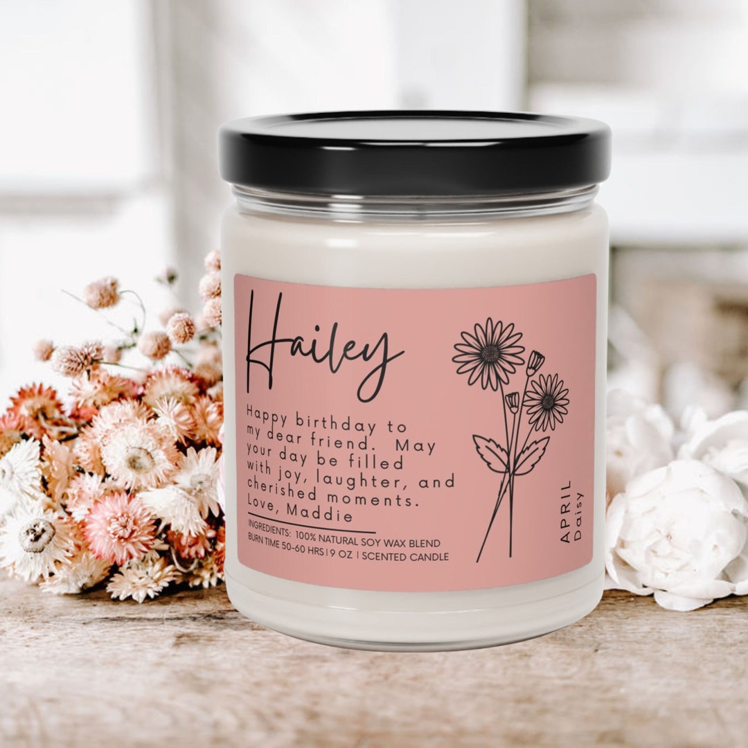 Custom Birth Flower Candle for Grandparent Gift, Personalized April ...