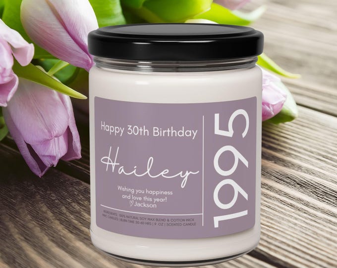 Personalized Birthday Candle, All Natural Soy Wax, Birthday Gift, Any ...