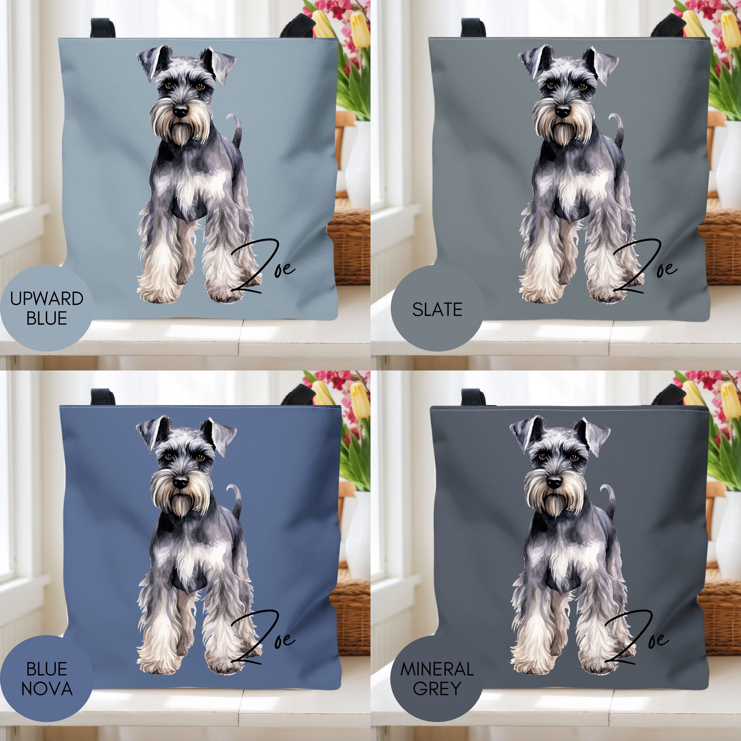 Miniature Schnauzer Gift for Dog Mom Custom Dog Tote Personalized Dog ...