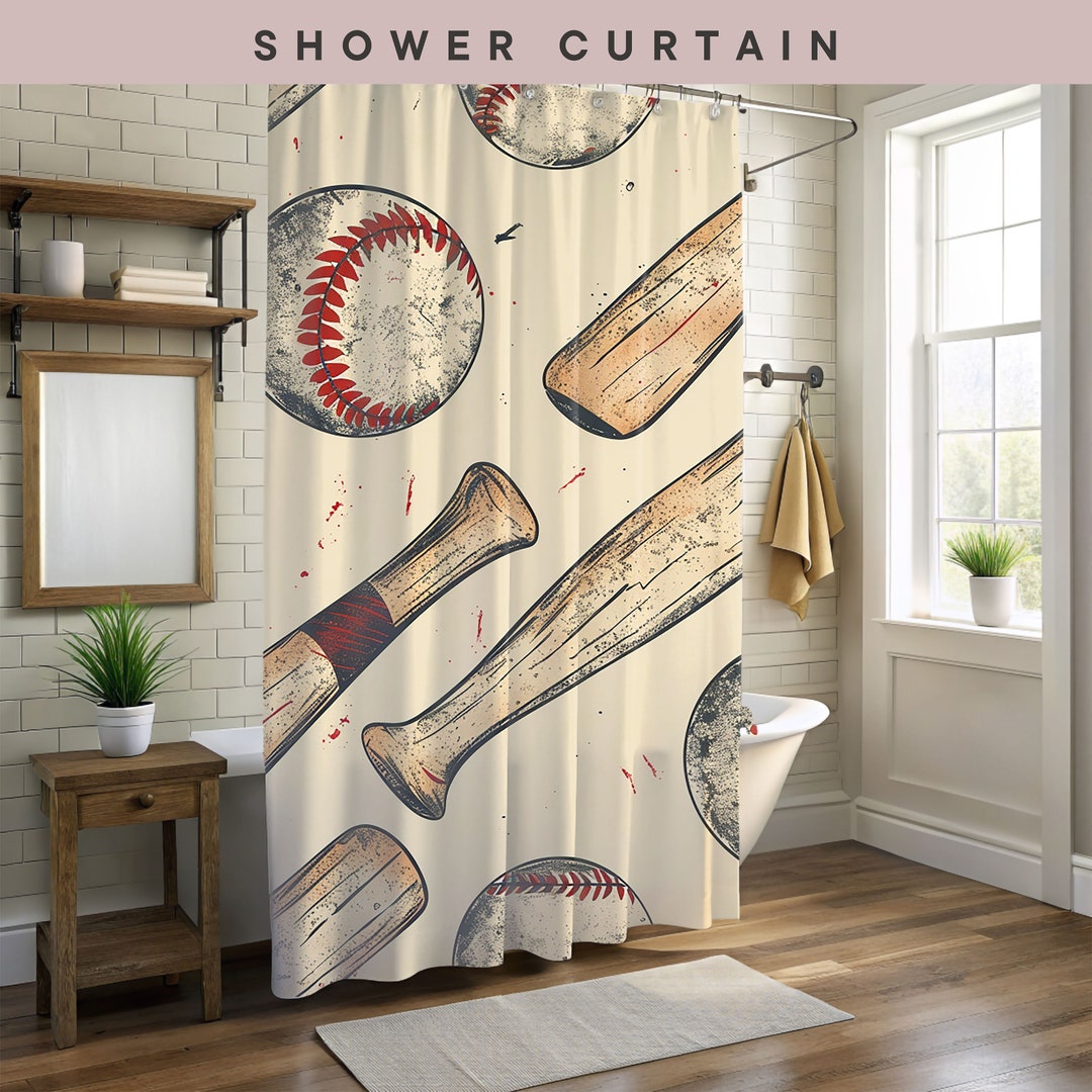 Baseball Sports Fan Shower Curtain - Sports Theme Baseball Decor ...
