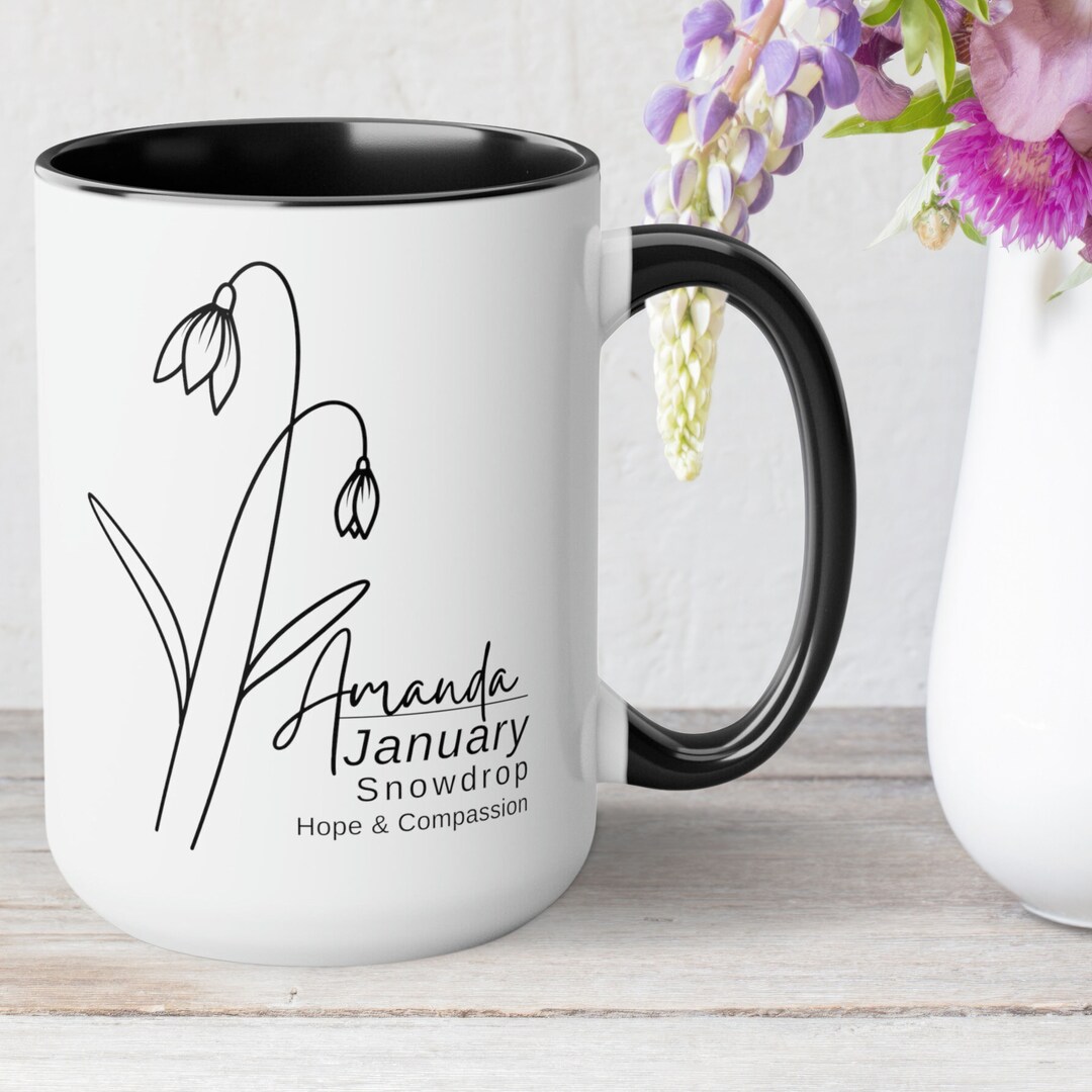 Custom Birth Flower Mug for Grandparent Gifts, Personalized January ...