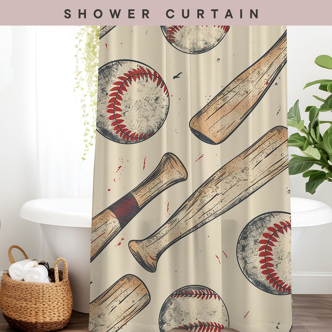 Baseball Sports Fan Shower Curtain - Sports Theme Baseball Decor ...