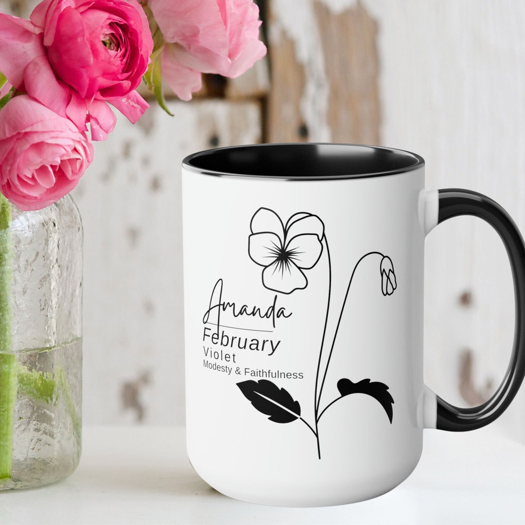 Violet Birth Month Flower Mug for Great Grandma Gift, February Birthday ...