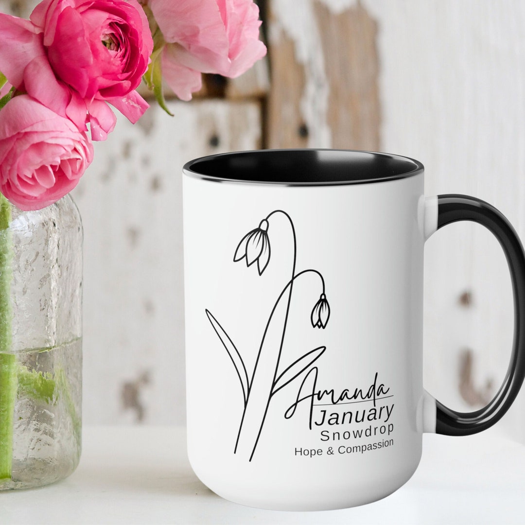 Snowdrop Birth Month Flower Mug for Great Grandma Gift, January ...