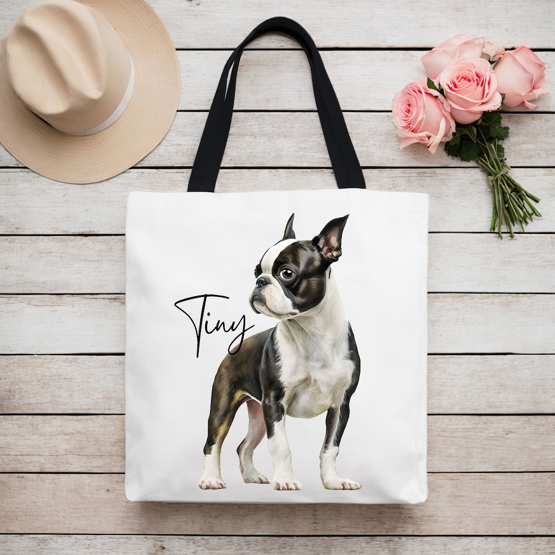 Custom Boston Terrier Tote, Personalized Dog Mama Gift, Animal Lover ...