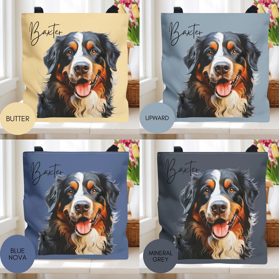 Custom Pet Gifts Bernese Mountain Dog Tote Bag Dog Remembrance Gift ...