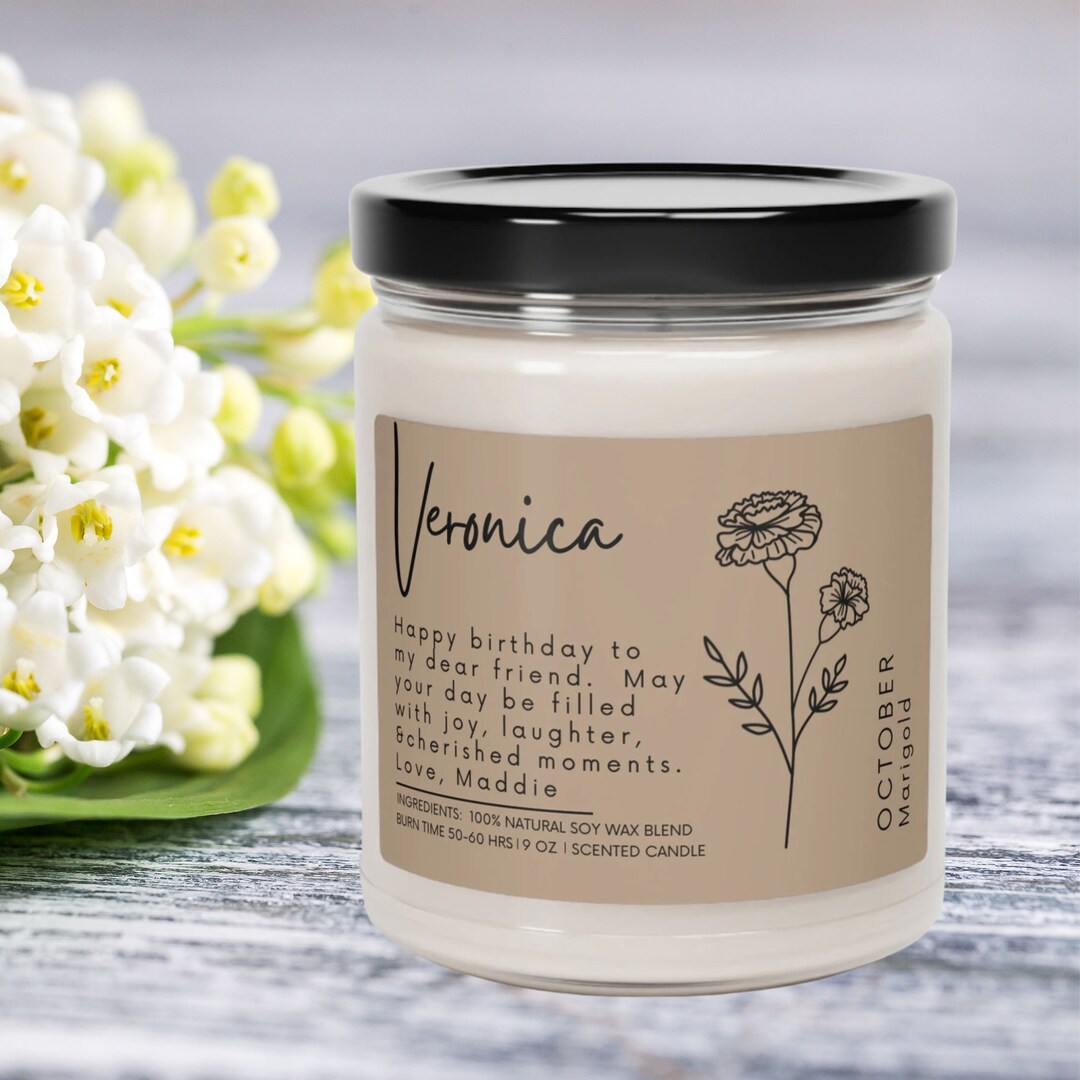 Custom Birth Flower Candle for Grandparent Gift, Personalized October ...